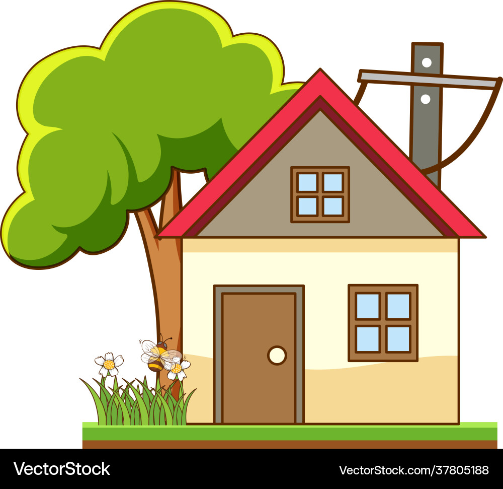 Front a little house with many tree isolated Vector Image