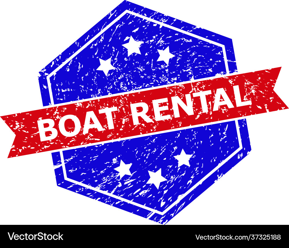 Hexagonal bicolor boat rental watermark Royalty Free Vector