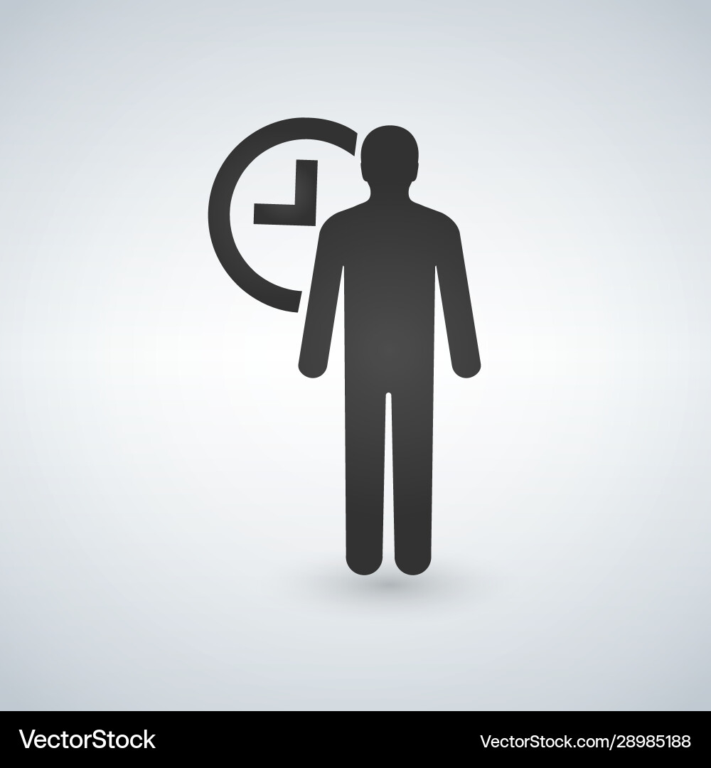 Men wit clock icon simple business sign Royalty Free Vector
