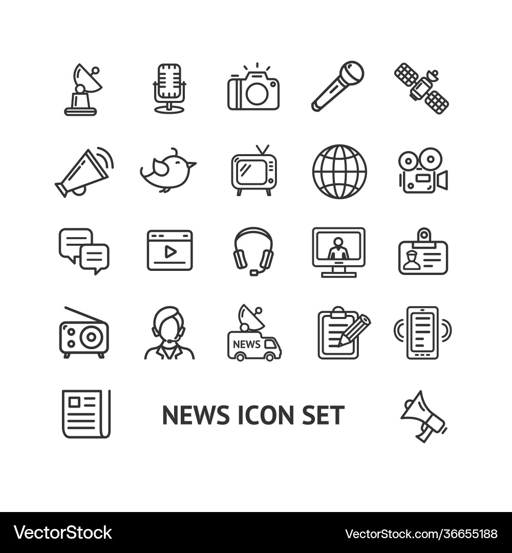 News sign thin line icon set Royalty Free Vector Image