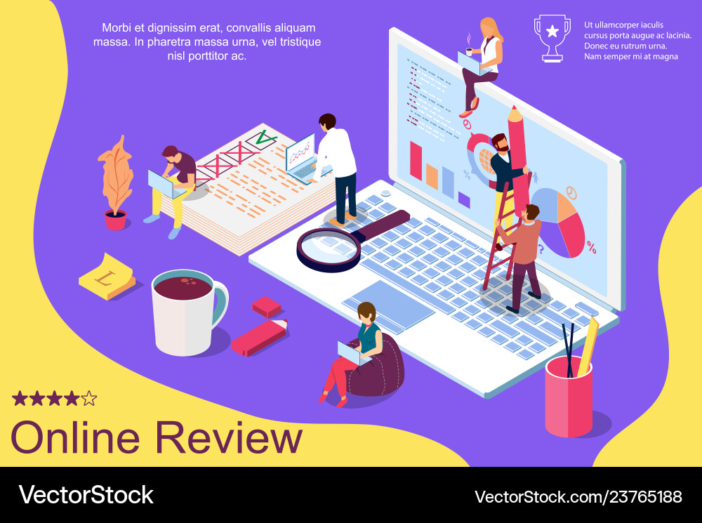 Online review concept with characters can use Vector Image