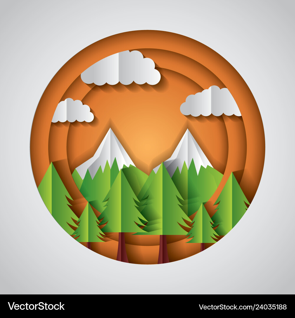 Paper origami landscape Royalty Free Vector Image