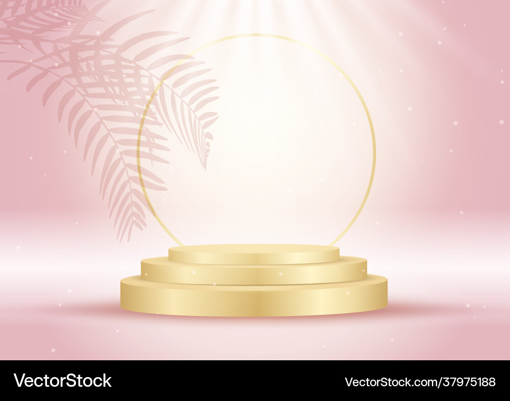 Pink and gold display interior with spotlights Vector Image