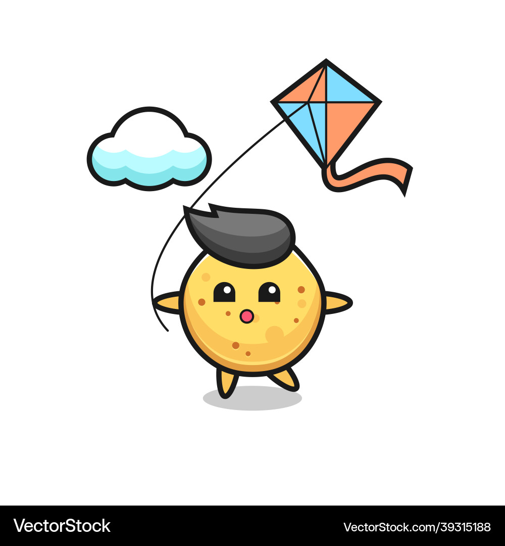 Potato chip mascot is playing kite Royalty Free Vector Image