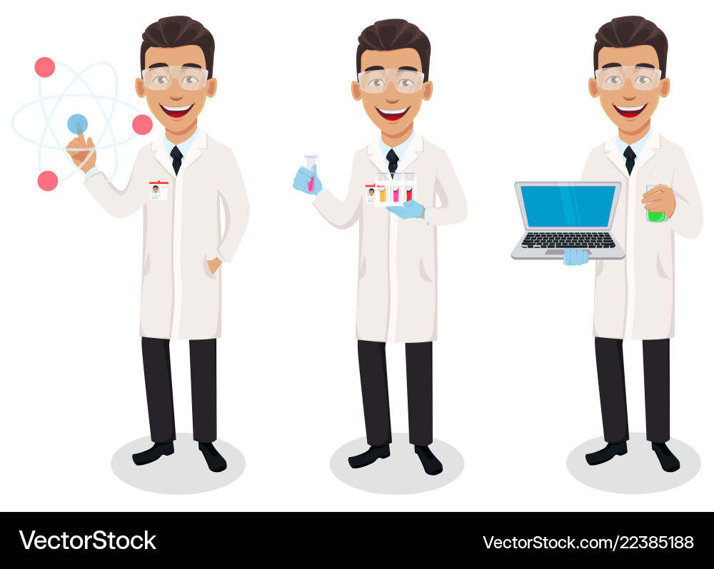 Scientist man handsome cartoon character Vector Image