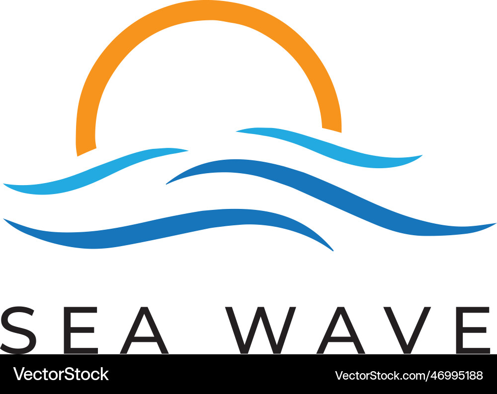 Sea waves logo set sun waves logo set whale wave Vector Image