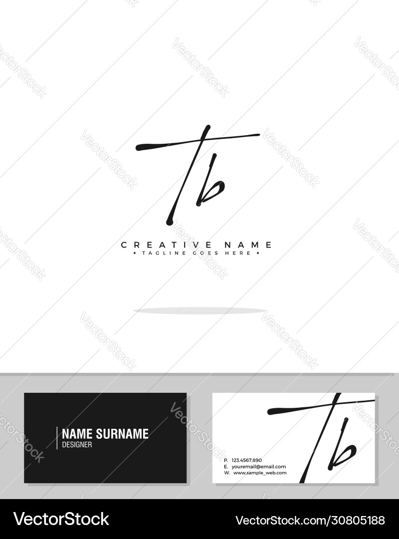 T b tb initial logo signature handwriting Vector Image