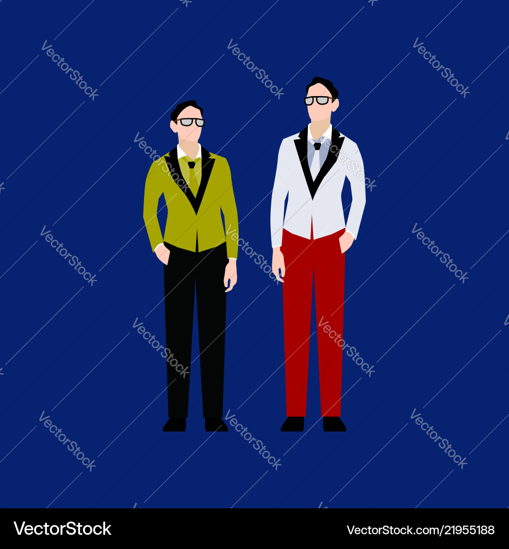 Two young men stand next to each other Royalty Free Vector