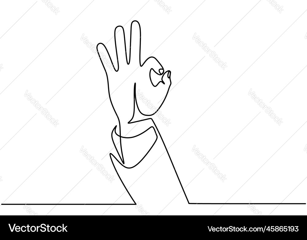 Continuous line drawing of a hand symbol Vector Image