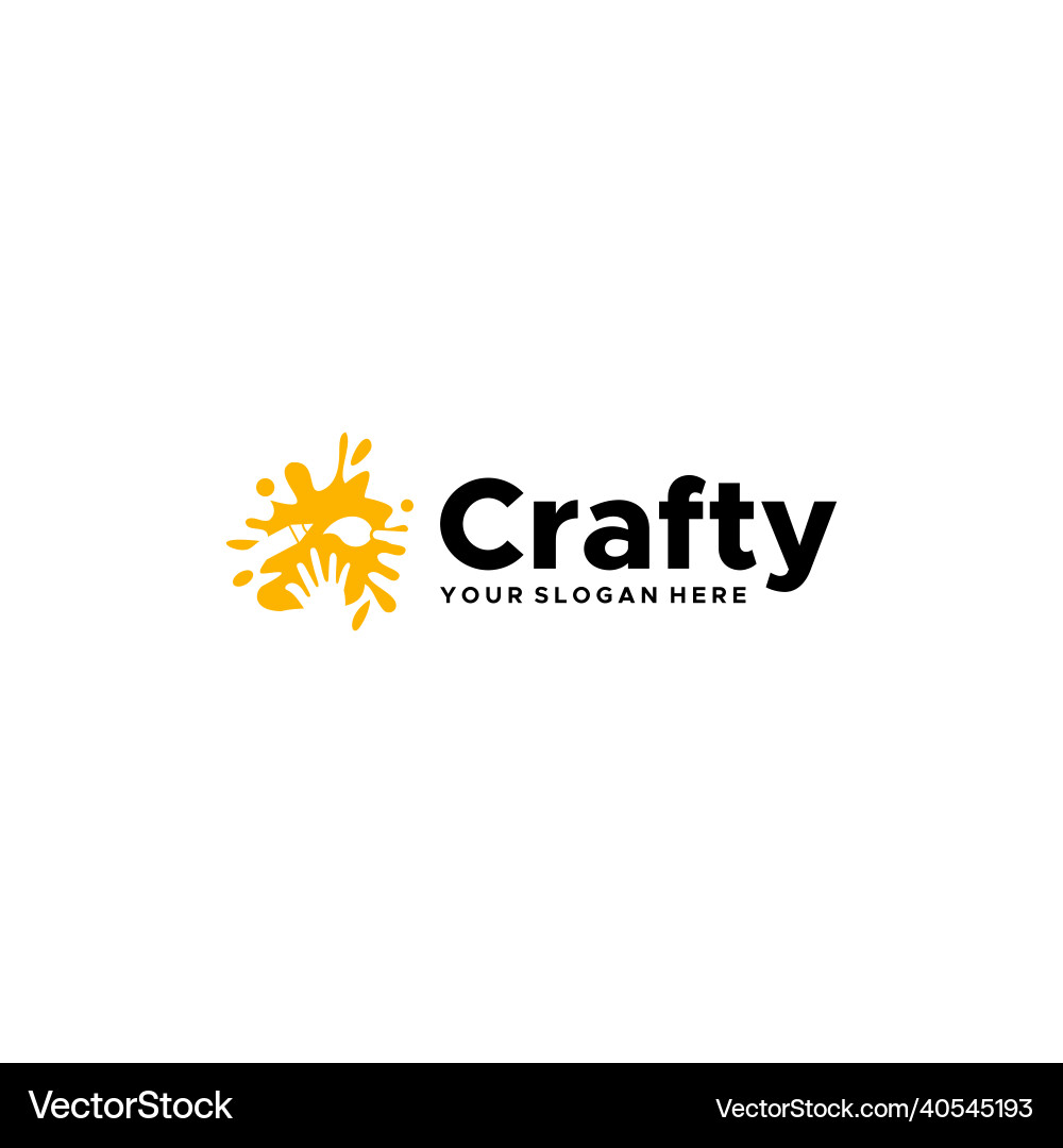 Flat crafty hand pen brush splash logo design Vector Image