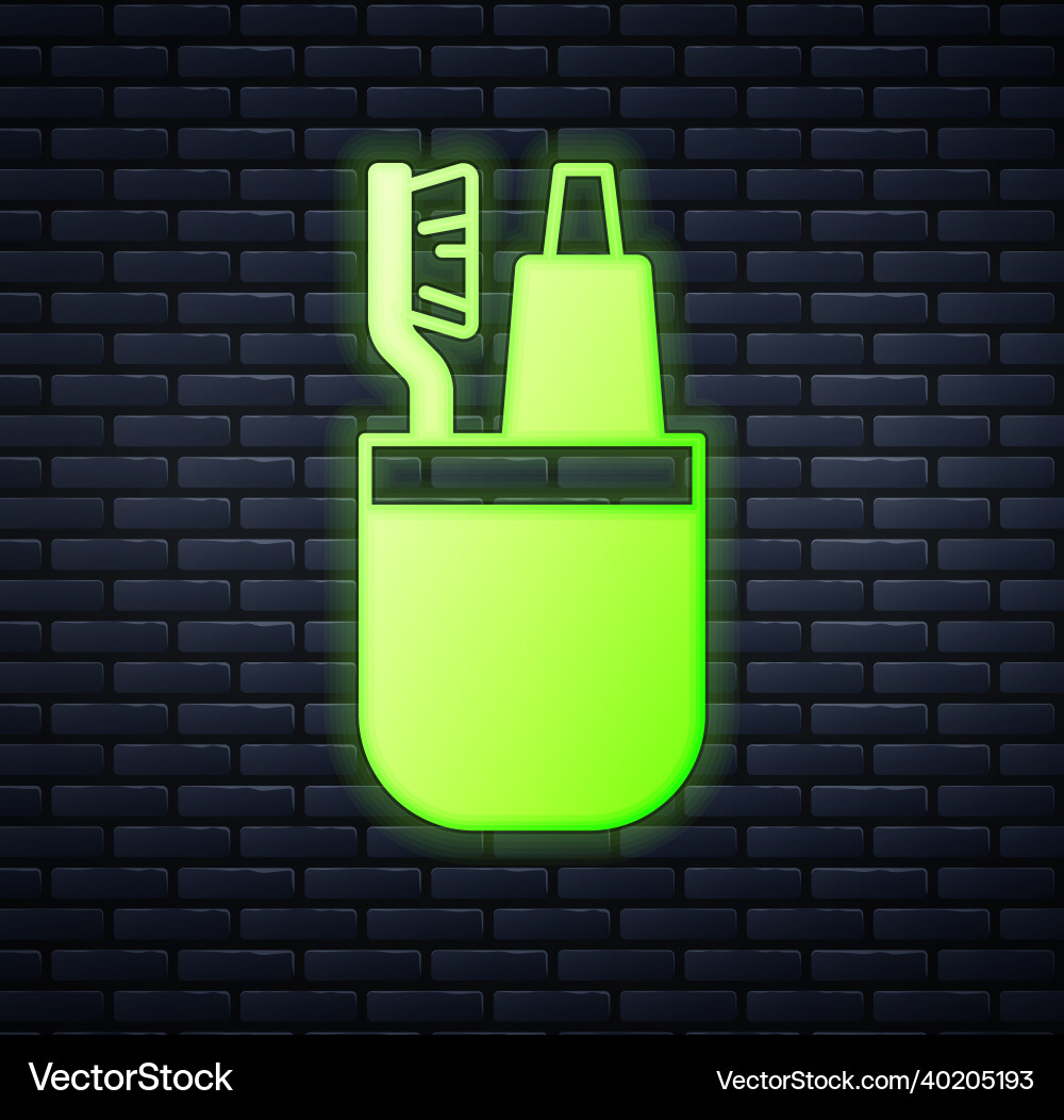 Glowing neon toothbrush and tube of toothpaste Vector Image