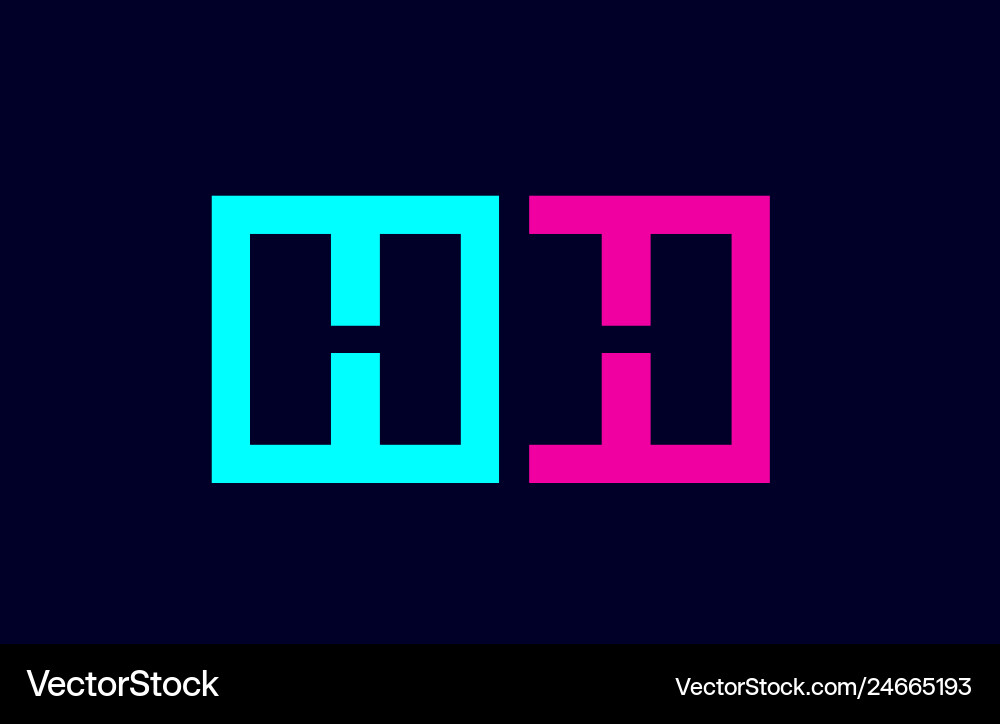 Hh h blue pink colorful alphabet Royalty Free Vector Image