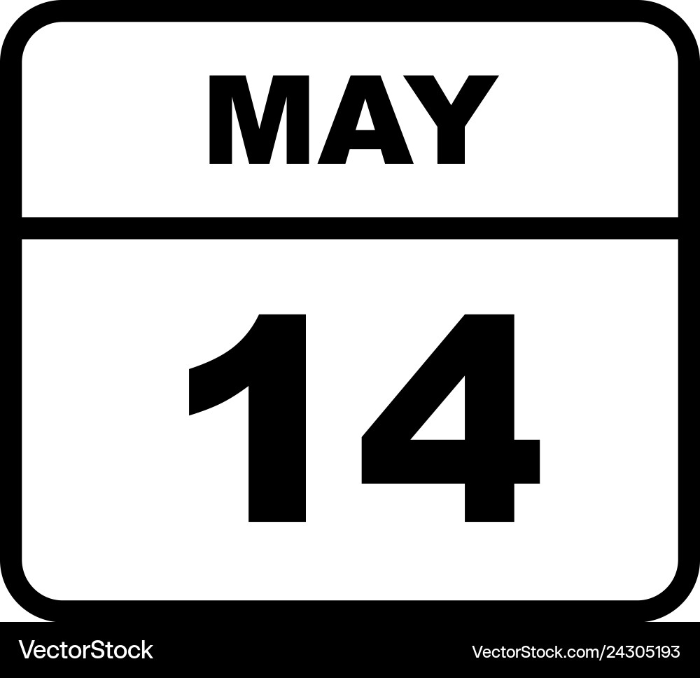 May 14th date on a single day calendar Royalty Free Vector