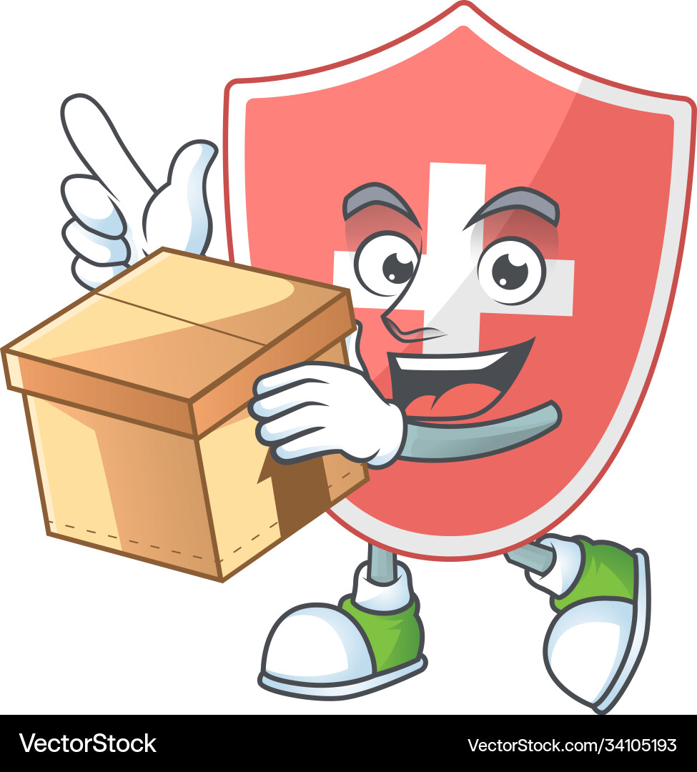 Medical shield cartoon design having gift box Vector Image