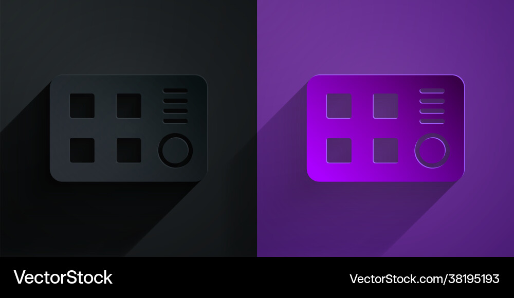 Paper cut drum machine icon isolated on black Vector Image