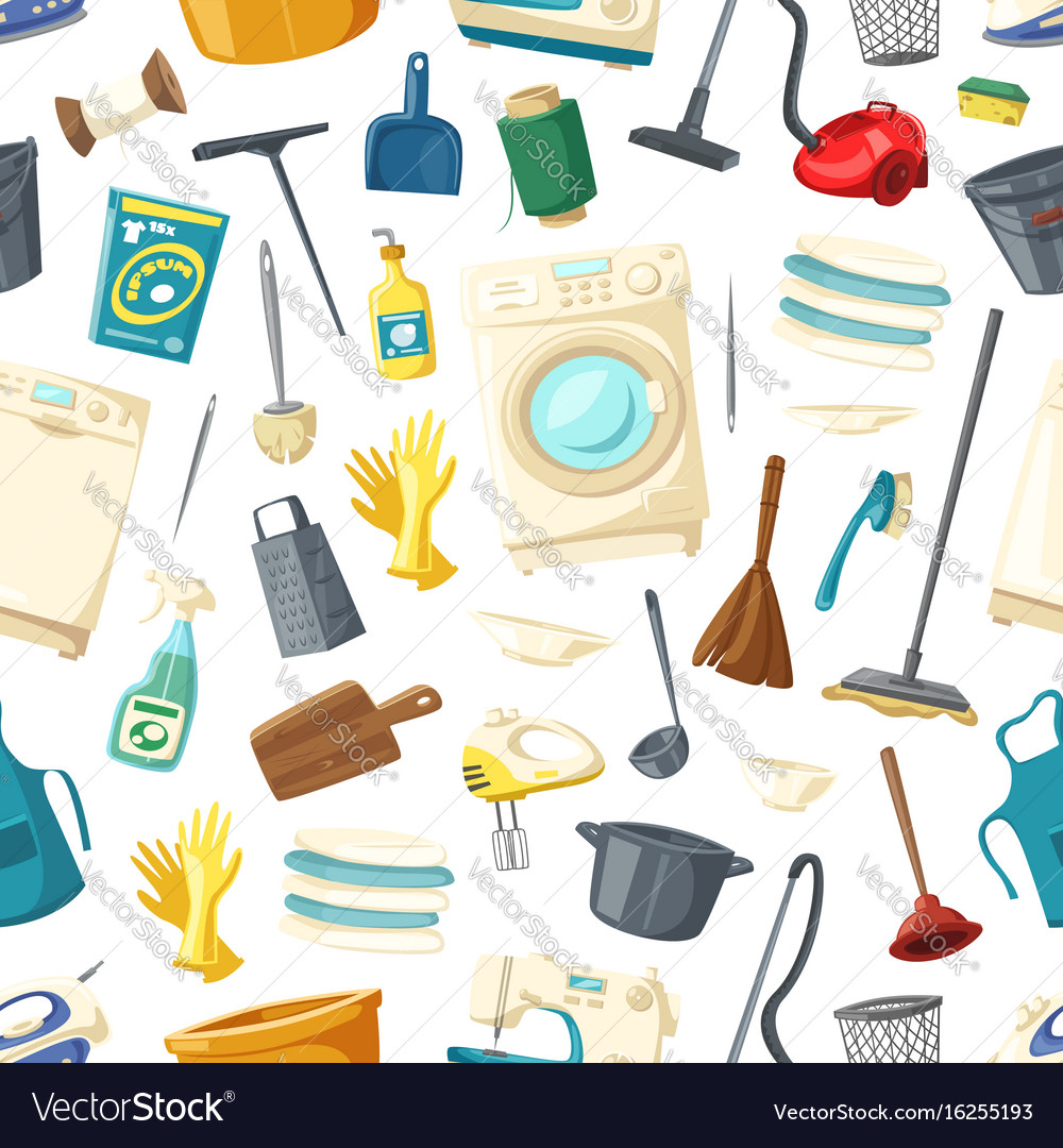 Seamless pattern of home cleaning washing Vector Image