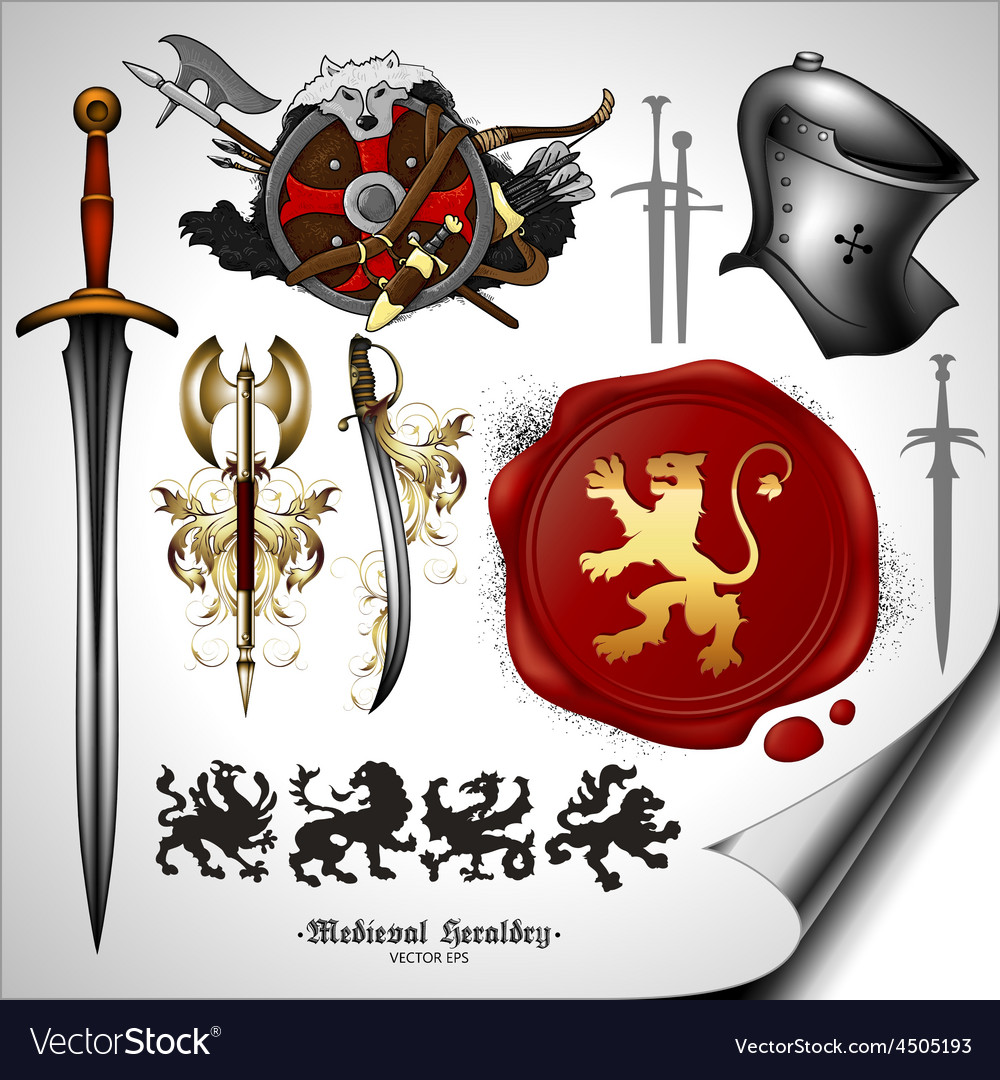 Set heraldic elements Royalty Free Vector Image