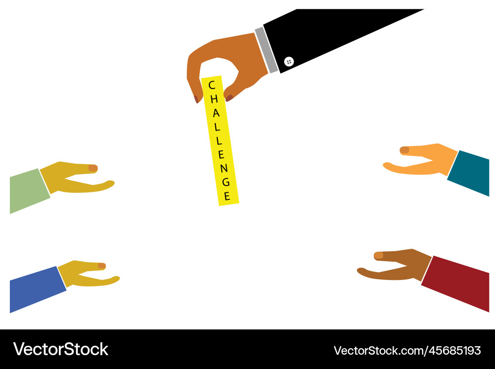 Simple hand give a challenge to others hand Vector Image