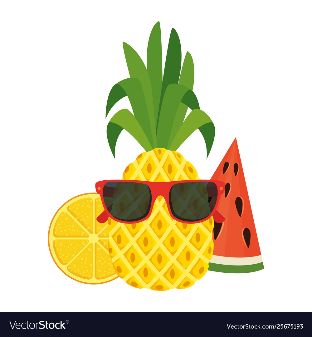 Summer pineapple with sunglasses character Vector Image