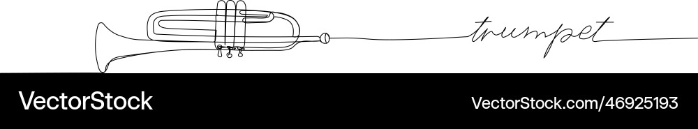 Trumpet one line art continuous line drawing Vector Image