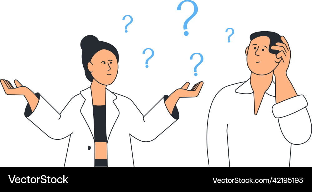 Woman asking question and man thinking people Vector Image