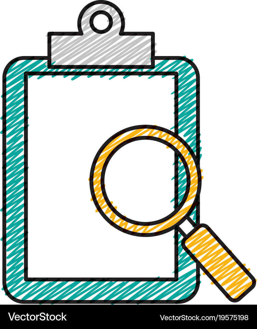 Clipboard paper with magnifying glass Royalty Free Vector