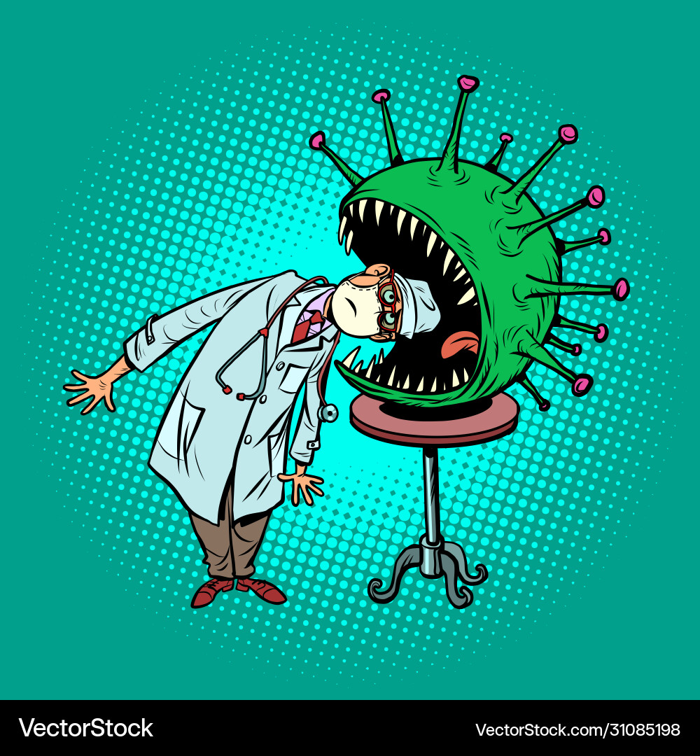 Doctor risks his life infection Royalty Free Vector Image