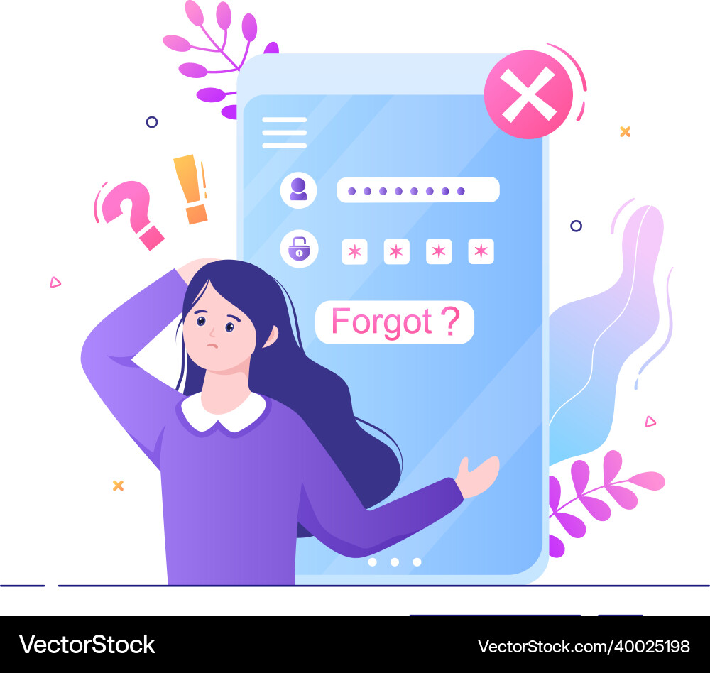 Forgot password and account login for web page Vector Image