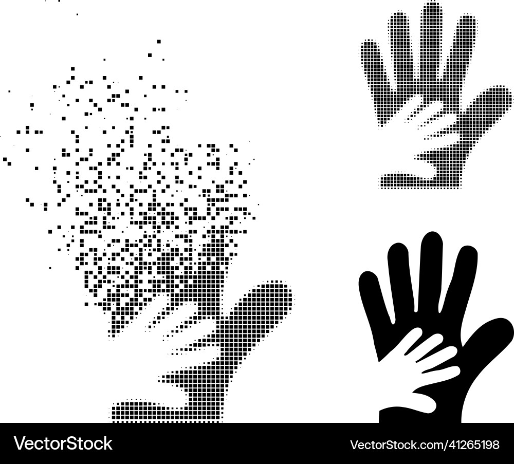 Fragmented pixelated and original friend hands Vector Image
