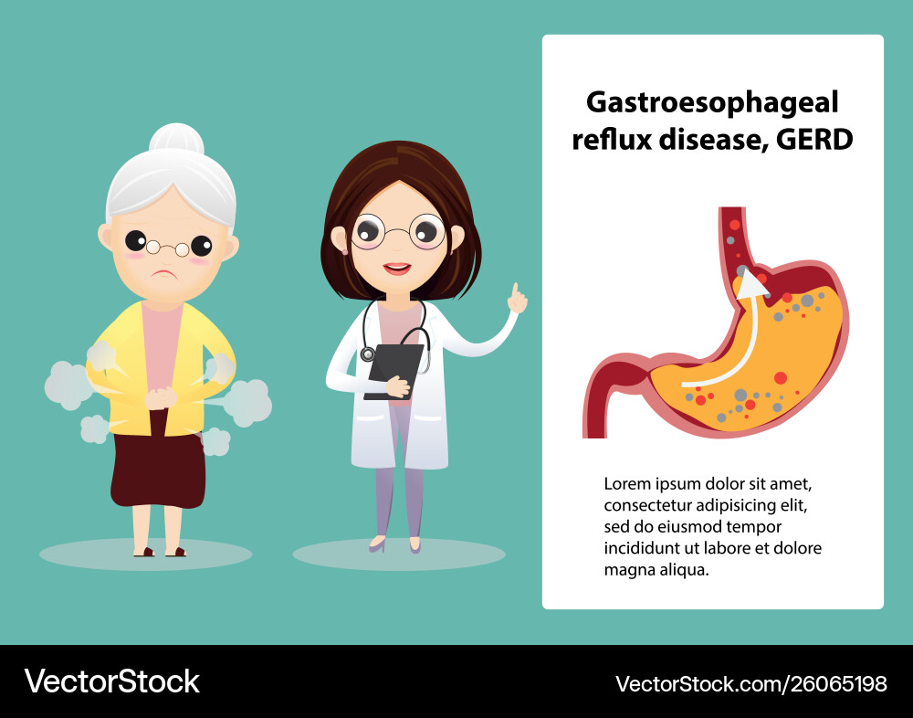 Gastro-esophageal reflux disease gerd Royalty Free Vector