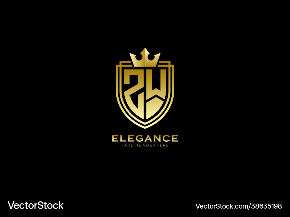 Initial zw elegant luxury monogram logo or badge Vector Image