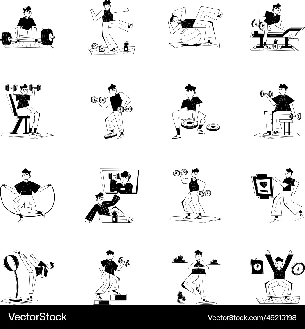 Modern pack of workout glyph Royalty Free Vector Image
