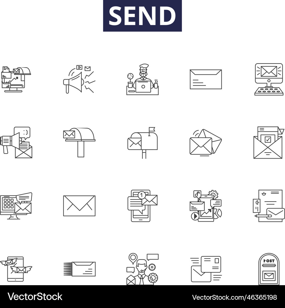 Send line icons and signs post express Royalty Free Vector