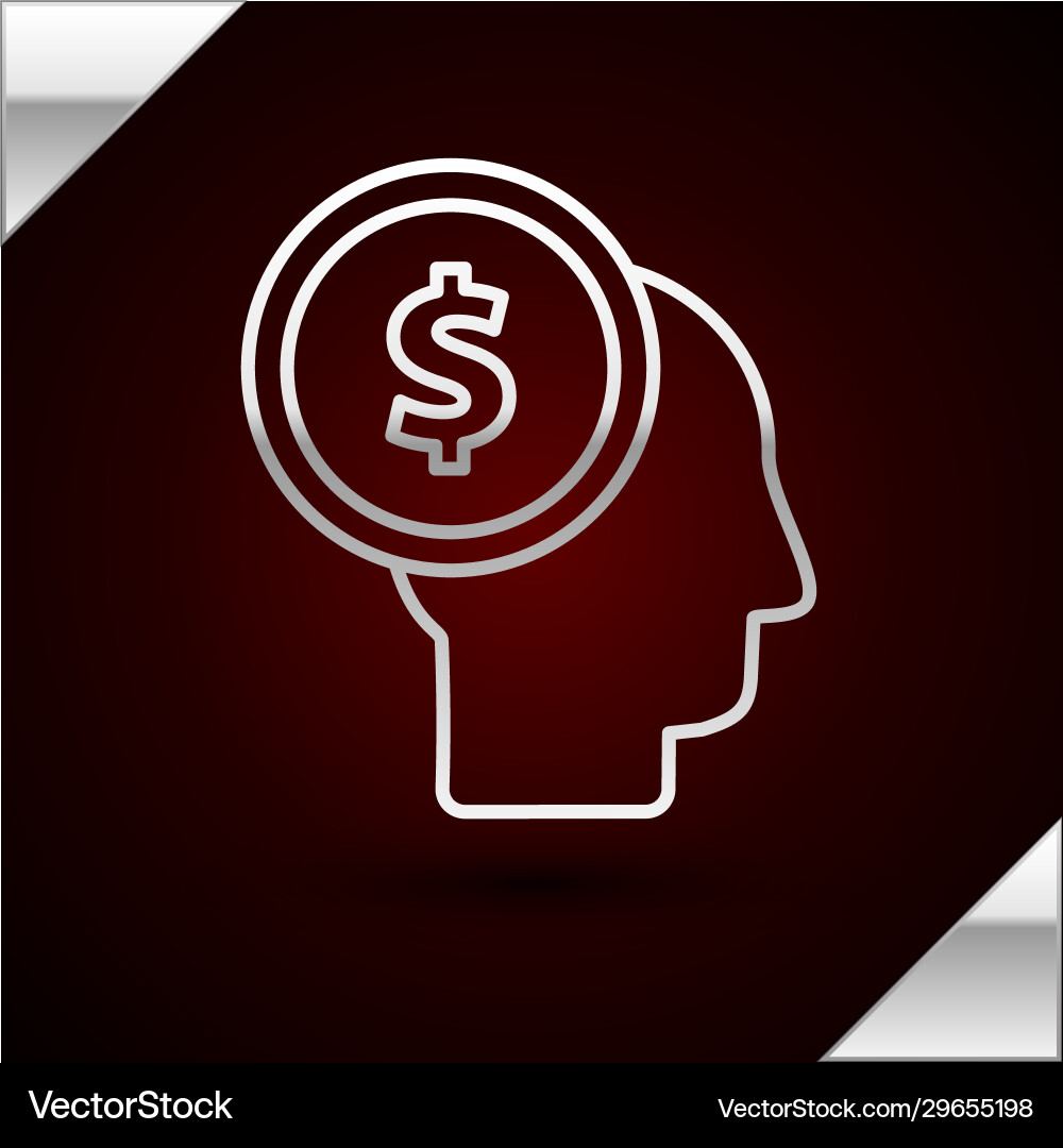 Silver line business man planning mind icon Vector Image