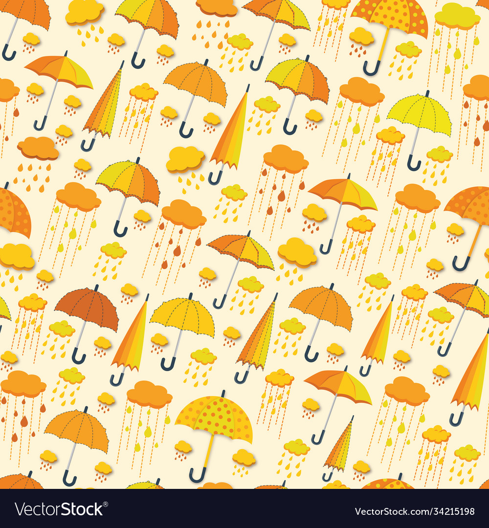 Umbrellas and clouds pattern design template Vector Image