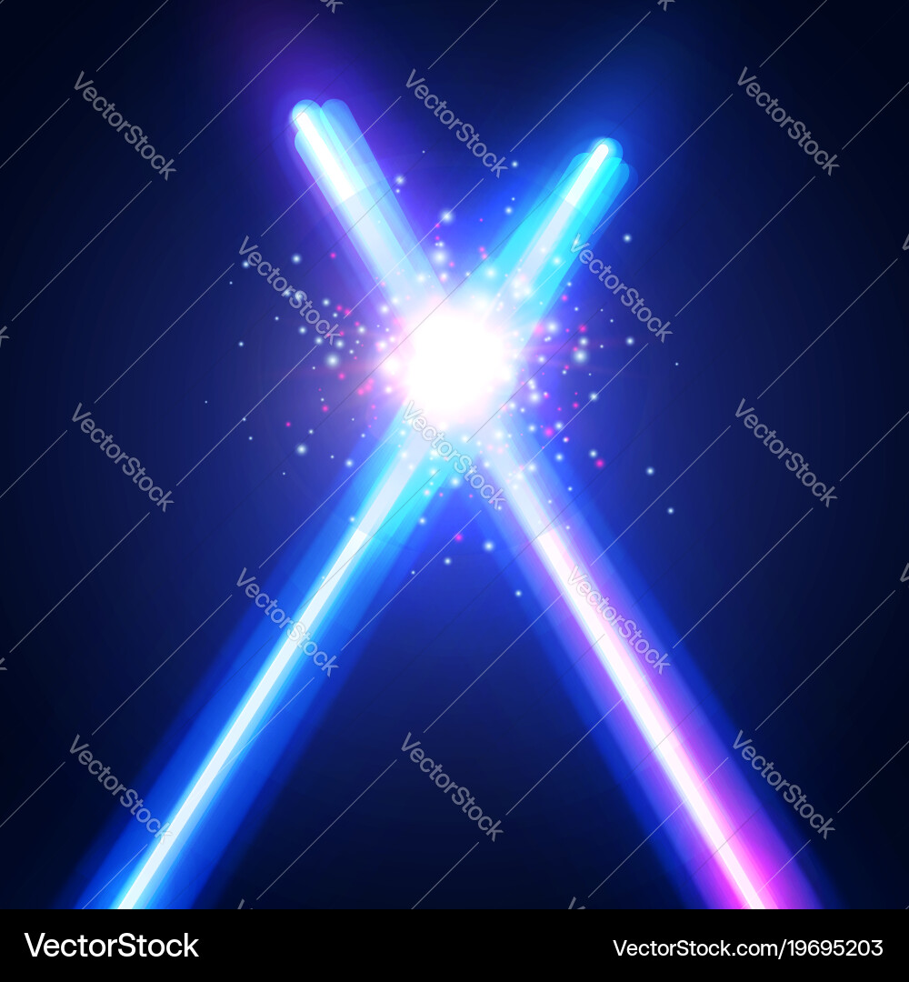 Abstract background with two crossed neon swords Vector Image