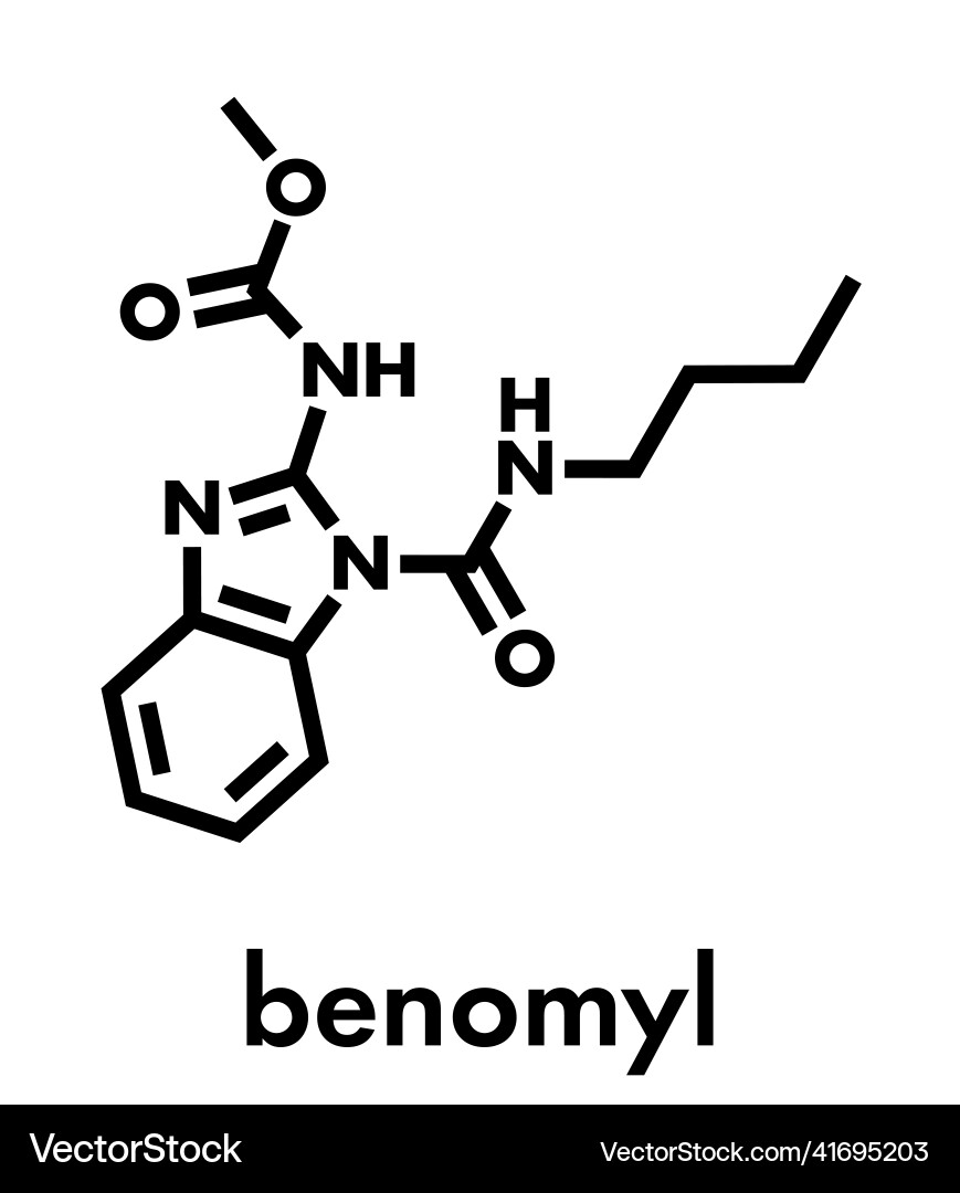Benomyl fungicide molecule skeletal formula Vector Image