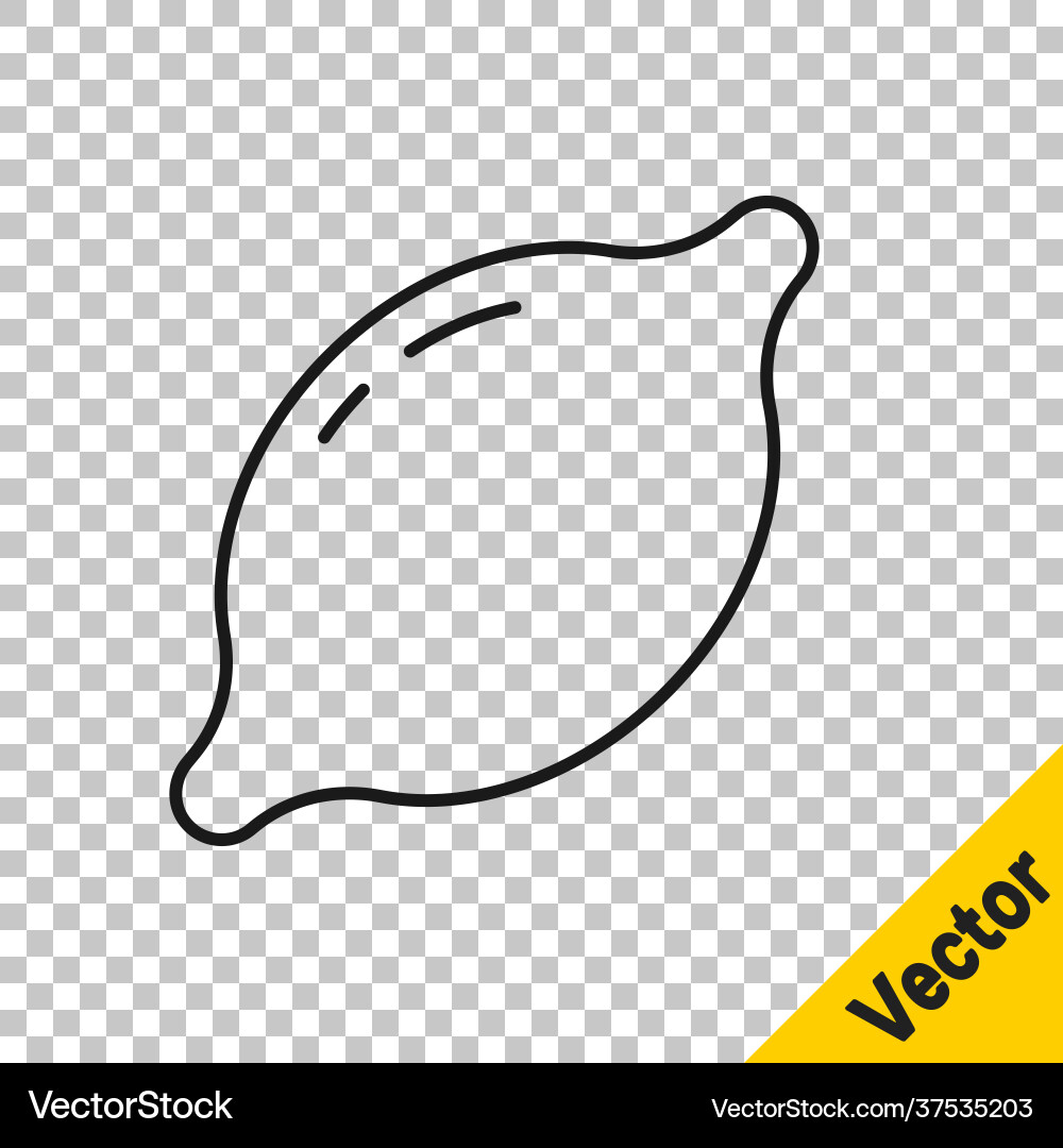 Black line lemon icon isolated on transparent Vector Image
