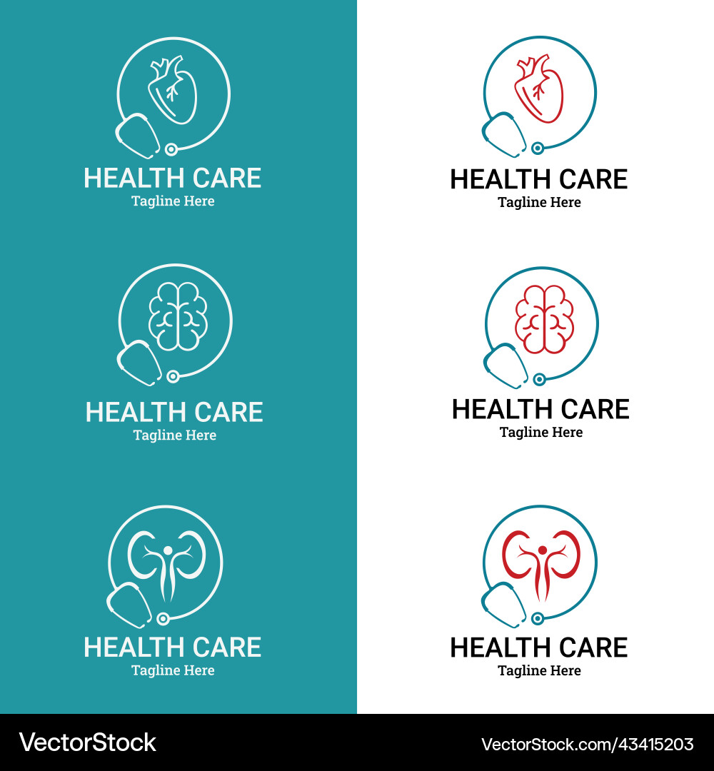 Brain care logo kidney heart icon Royalty Free Vector Image
