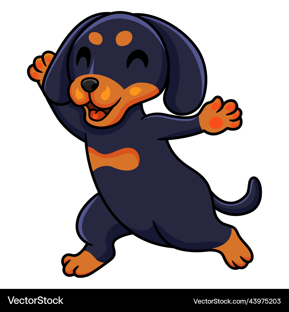 Cute dashund dog cartoon walking Royalty Free Vector Image