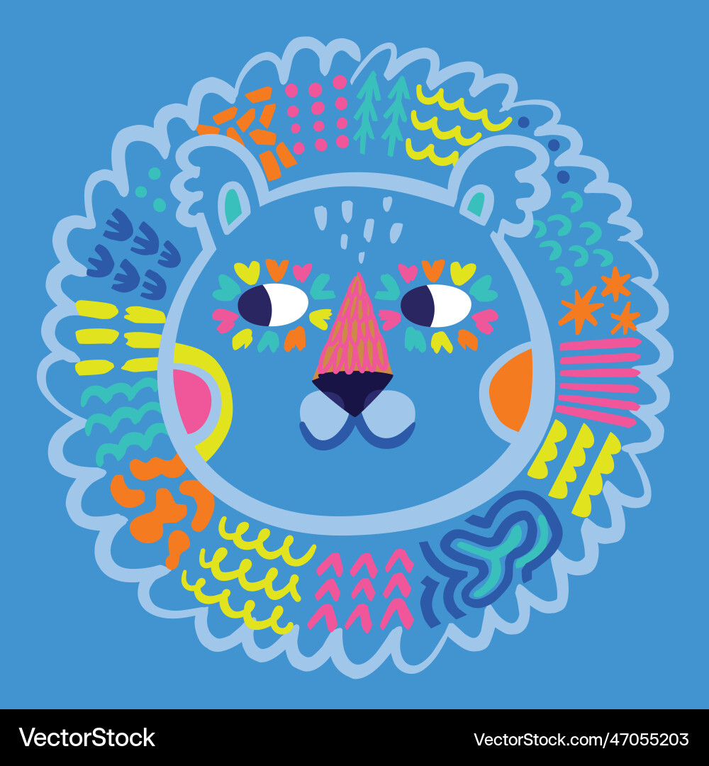 Cute lion portrait with decorative abstract Vector Image
