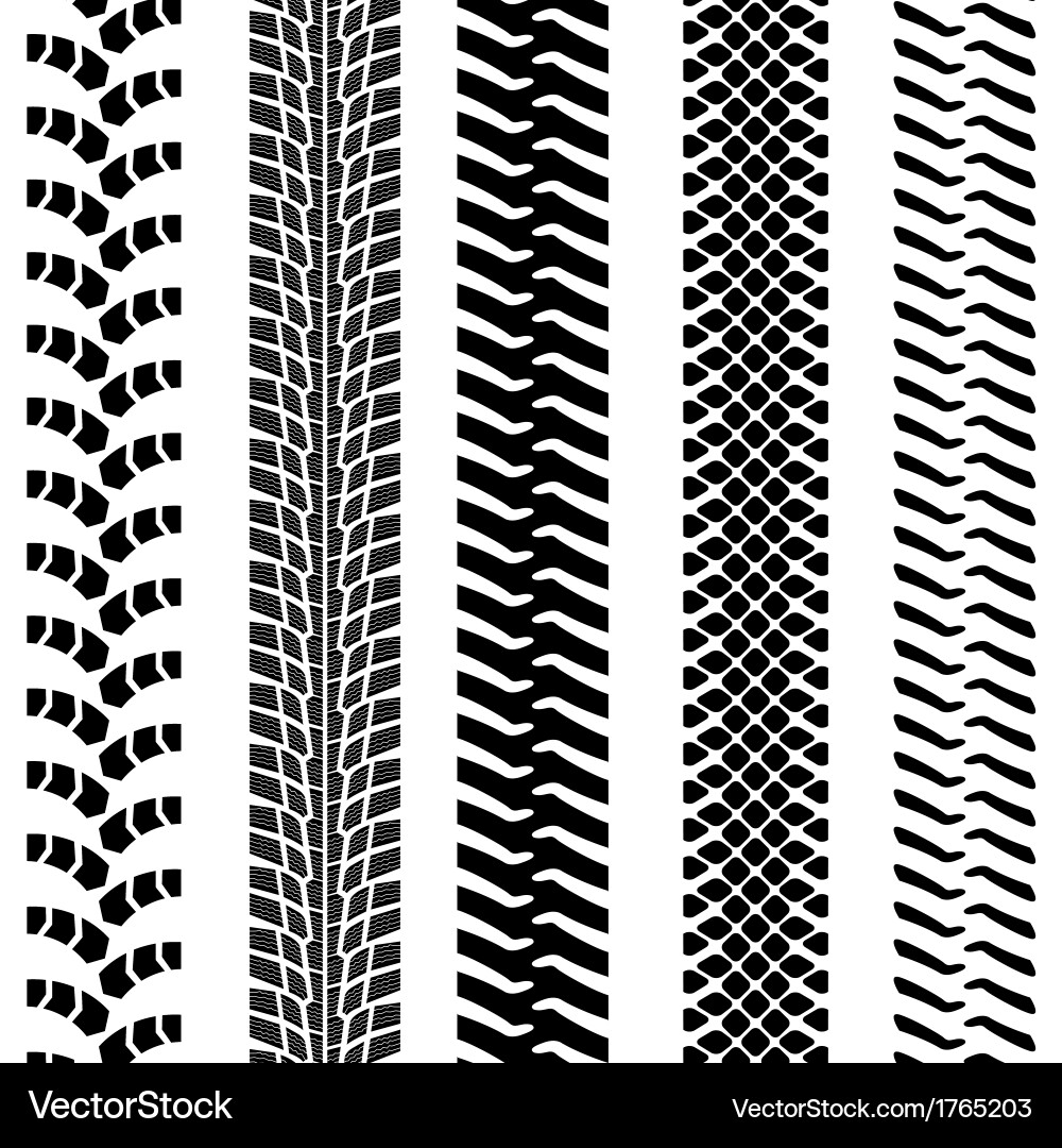 Detailed Tire Tracks and Tread Patterns Royalty Free Vector