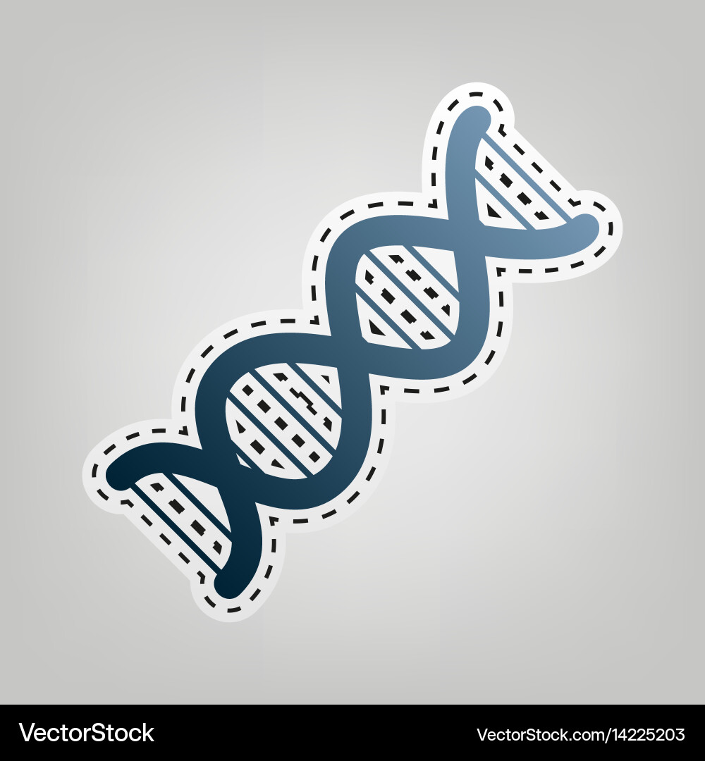 Dna sign blue icon with outline Royalty Free Vector Image