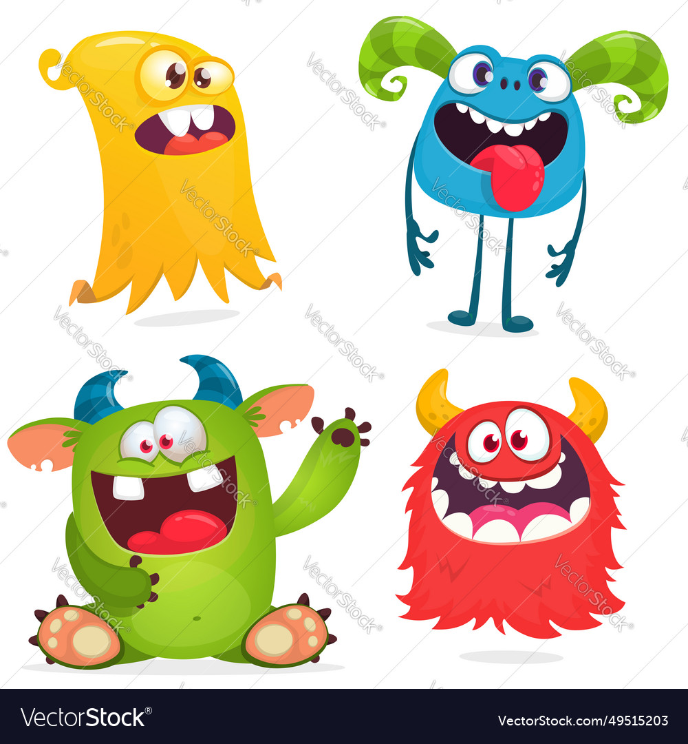 Funny Cartoon Monsters Set Monster Yeti Troll Vector Image