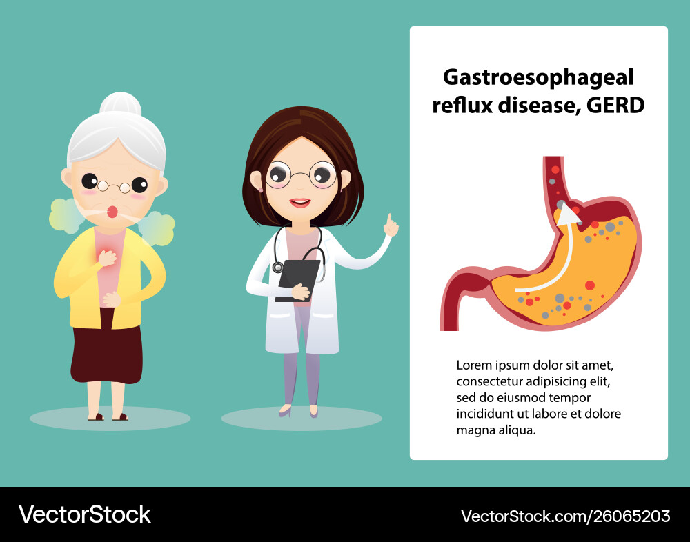 Gastro-esophageal reflux disease gerd Royalty Free Vector