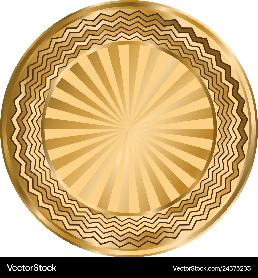Glitter round gold template with gold zigzag Vector Image