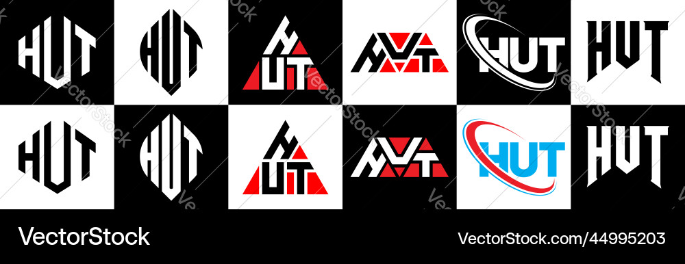 Hut letter logo design in six style polygon Vector Image