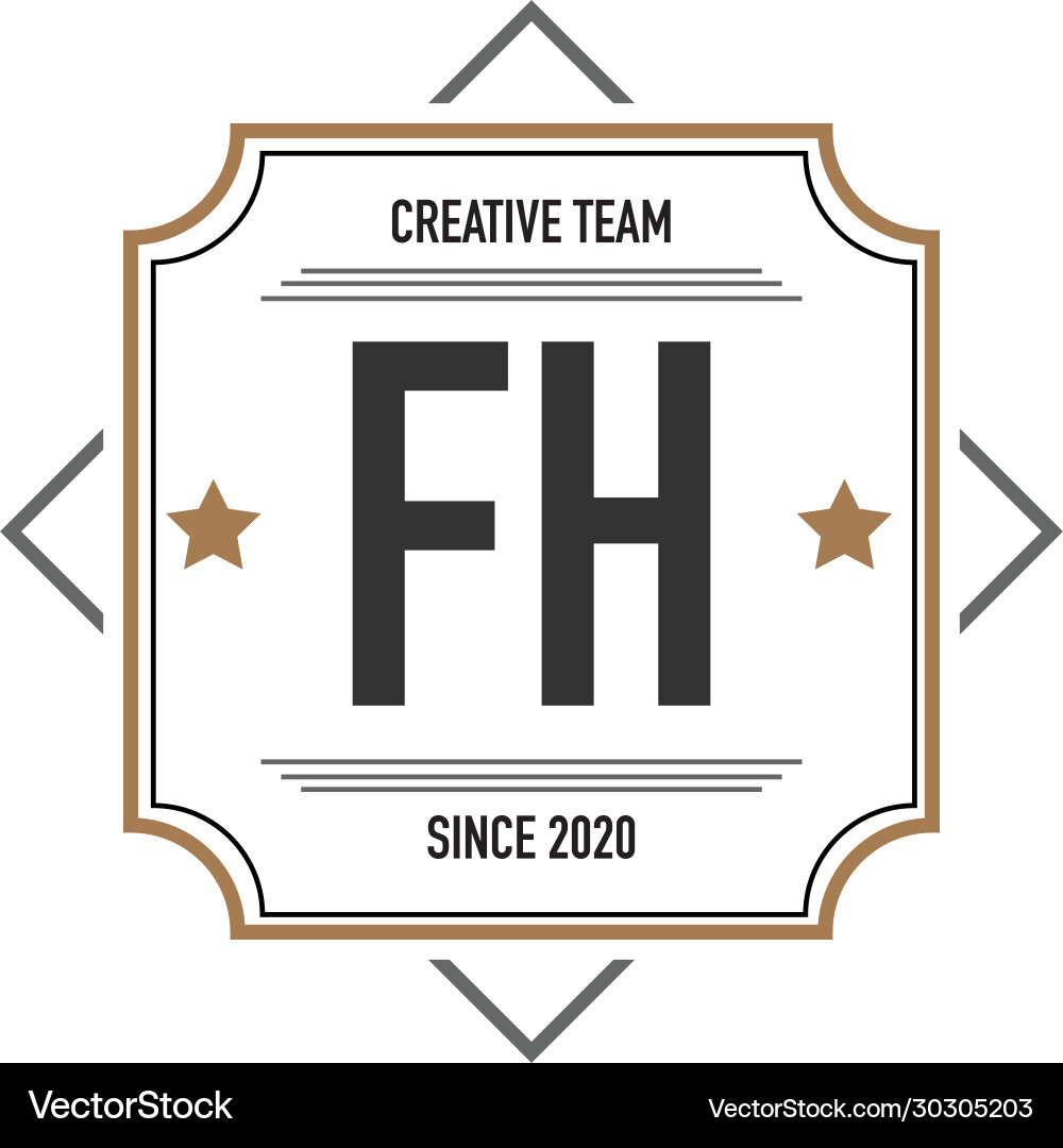 Initial letter fh in elegance box logo design Vector Image