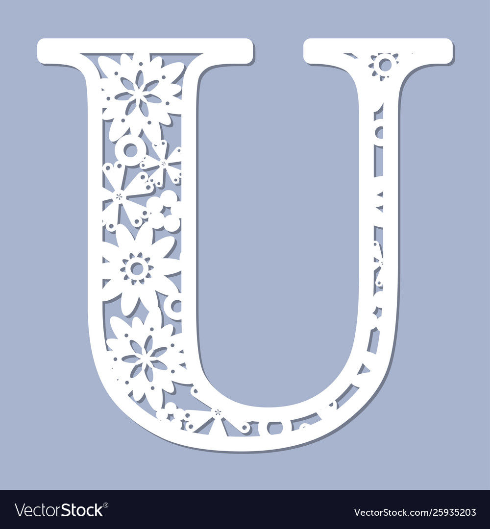 Laser cutting pattern letter u Royalty Free Vector Image