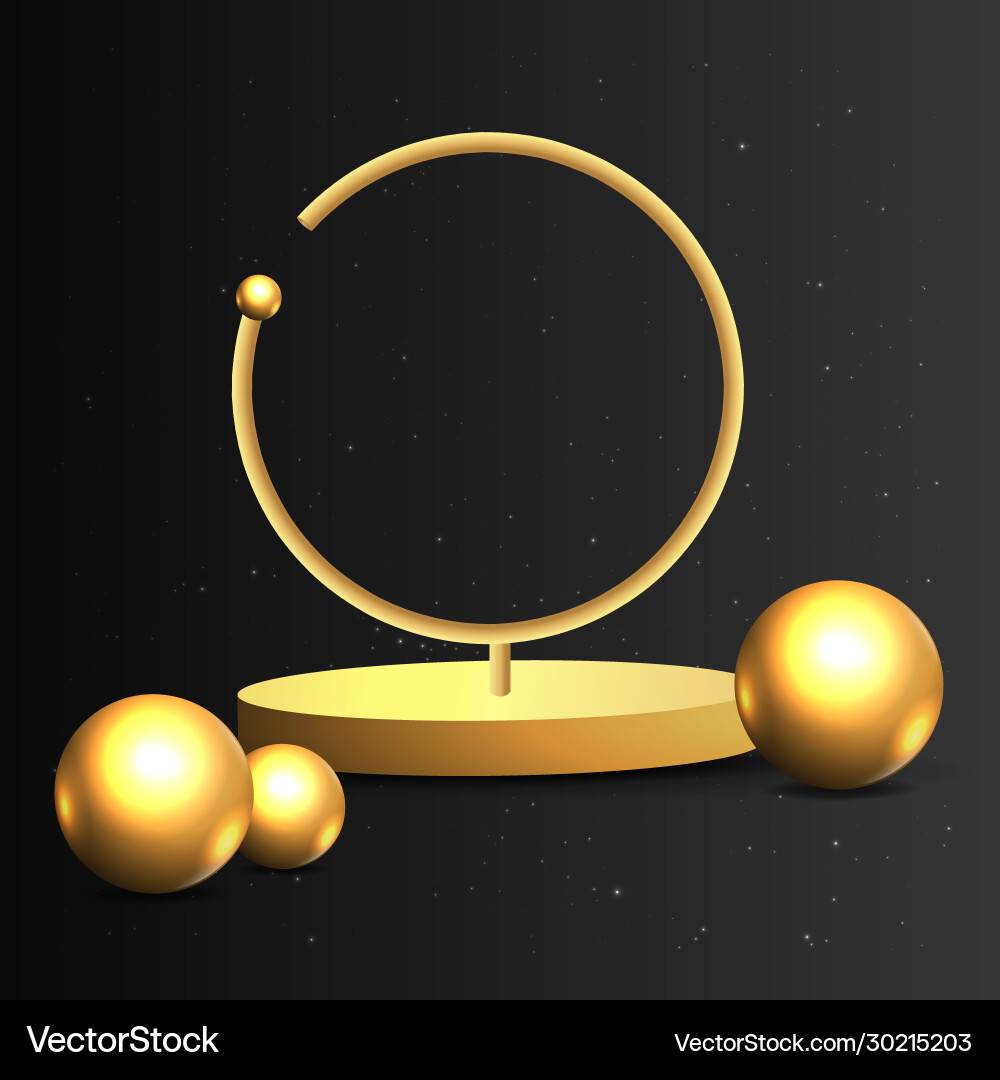 Metallic golden stage with floating geometrical Vector Image